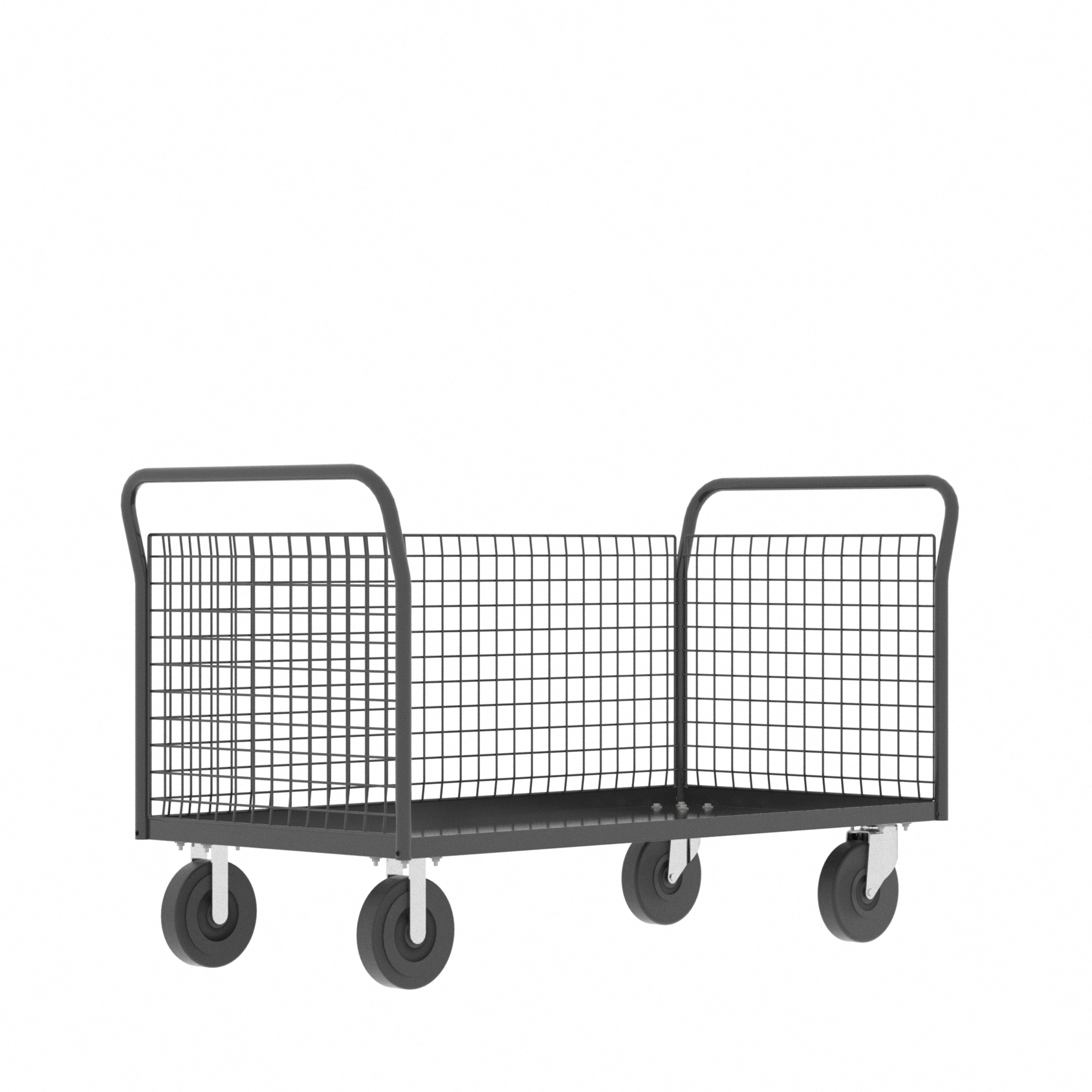 3-Sided Platform Cage Cart, 60x30", Gray - Valley Craft