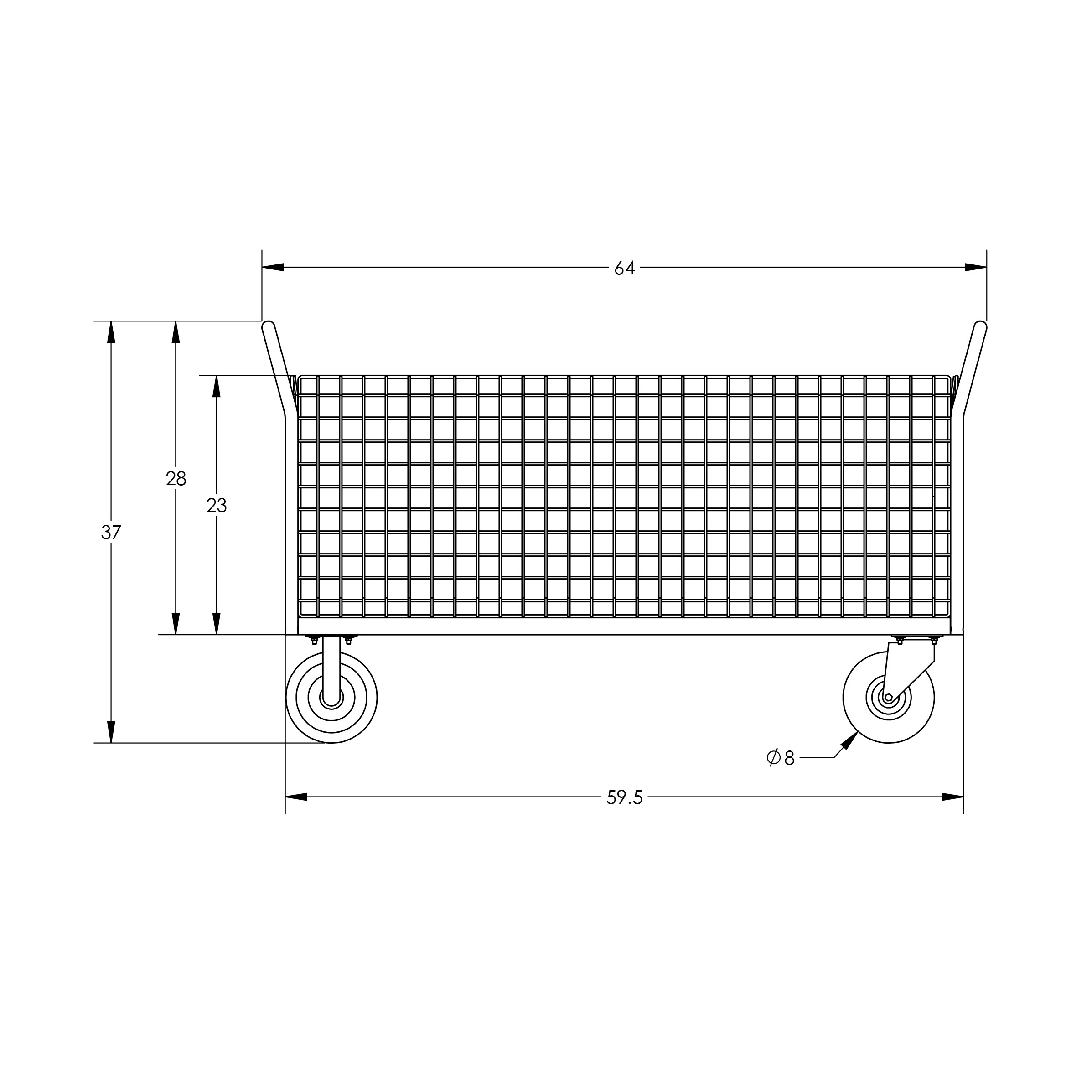 3-Sided Platform Cage Cart, 60x30", Gray - Valley Craft