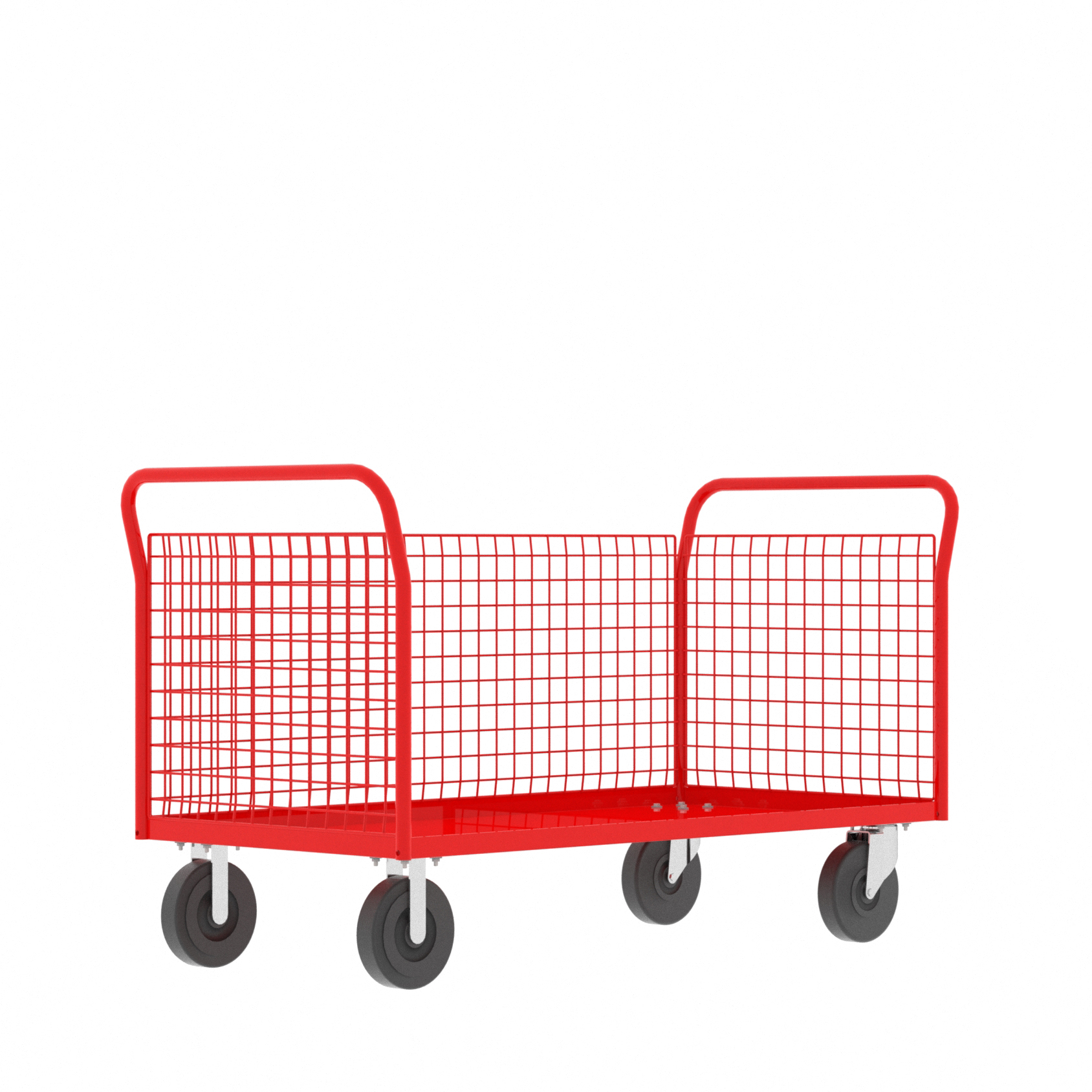 3-Sided Platform Cage Cart, 60x30", Red - Valley Craft