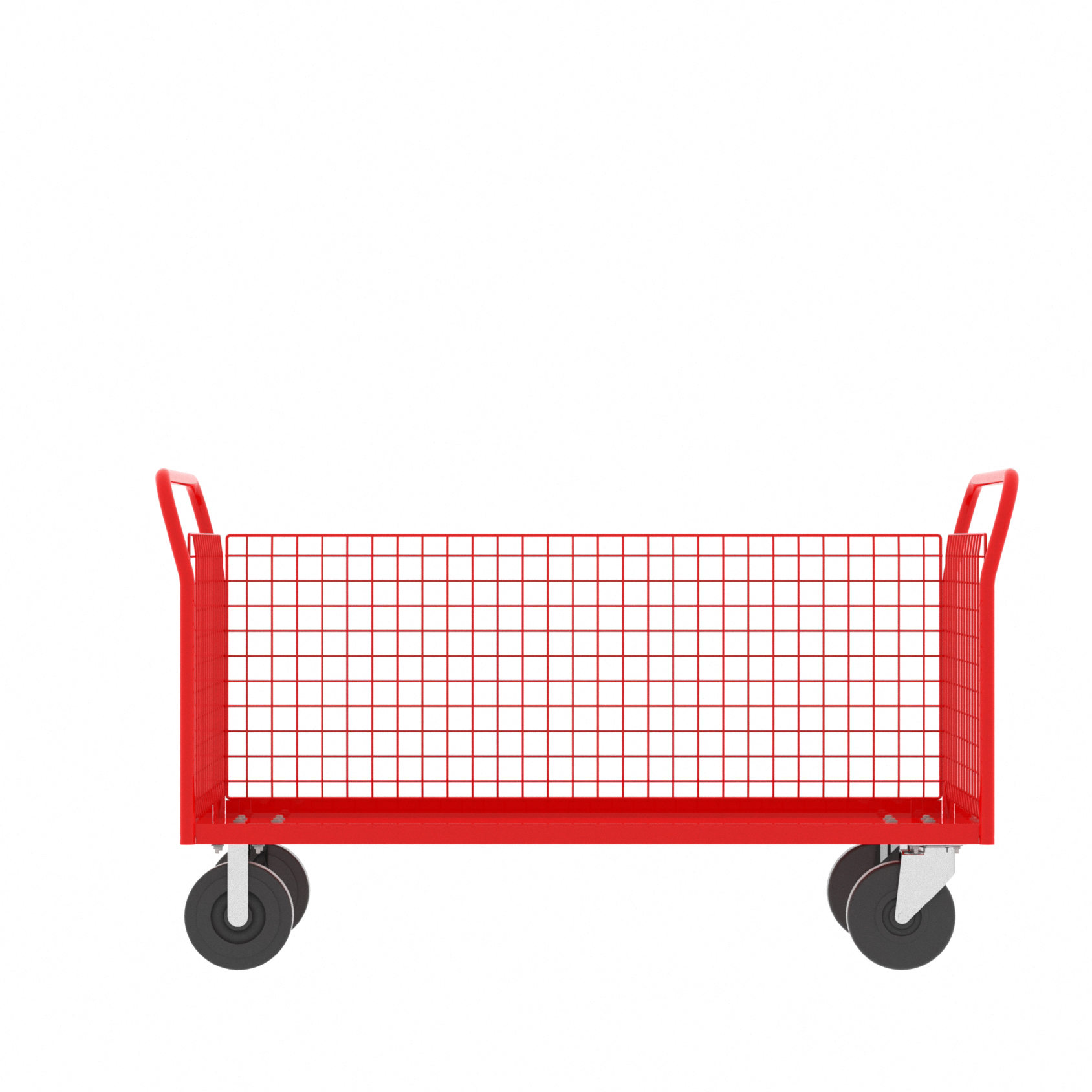 3-Sided Platform Cage Cart, 60x30", Red - Valley Craft