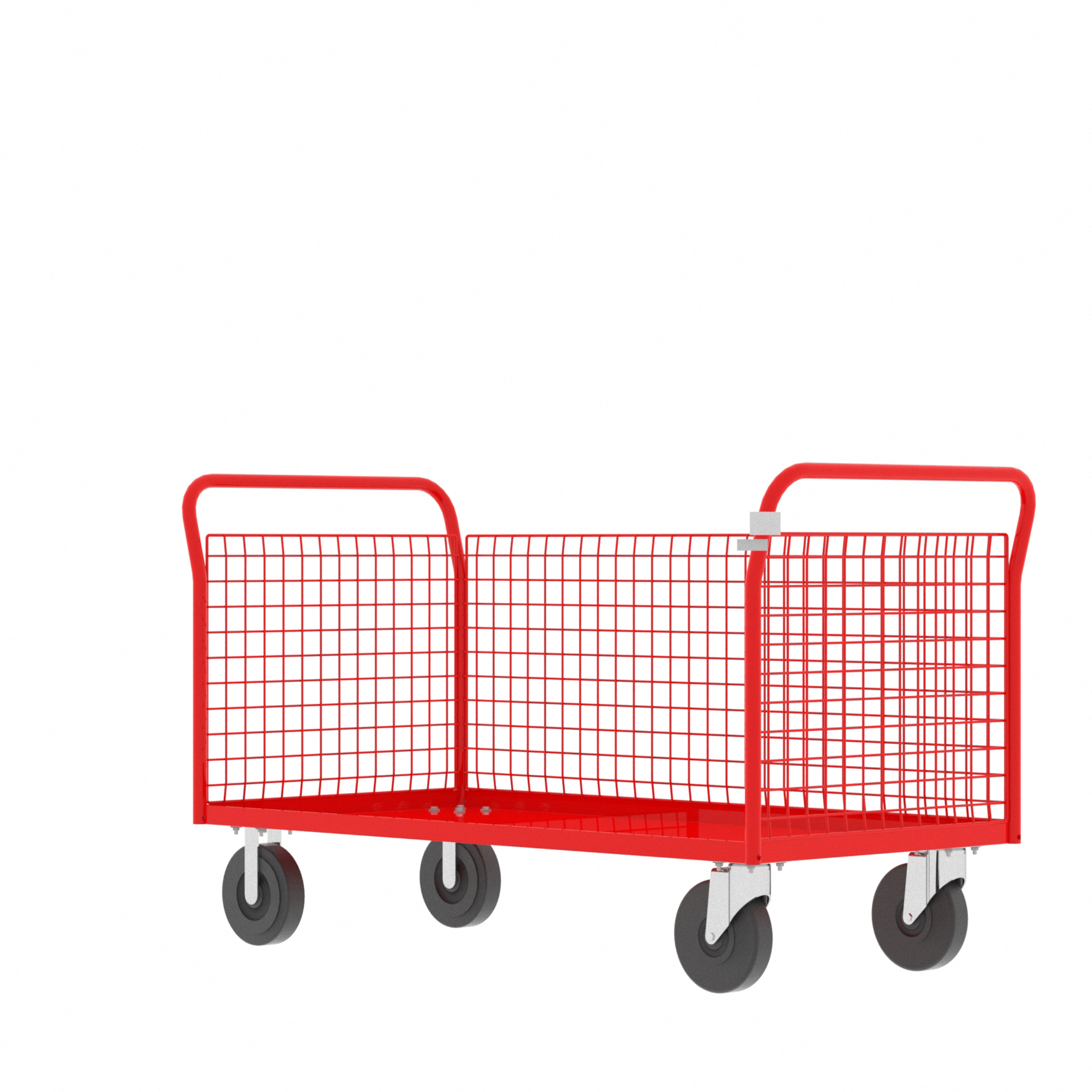 3-Sided Platform Cage Cart, 60x30", Red - Valley Craft