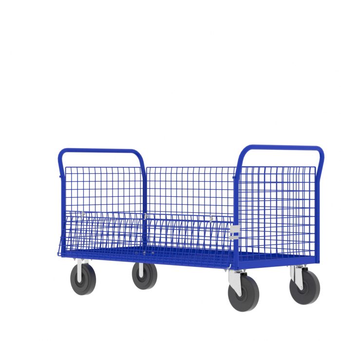 4-Sided Platform Cage Cart, 60x30", Blue - Valley Craft
