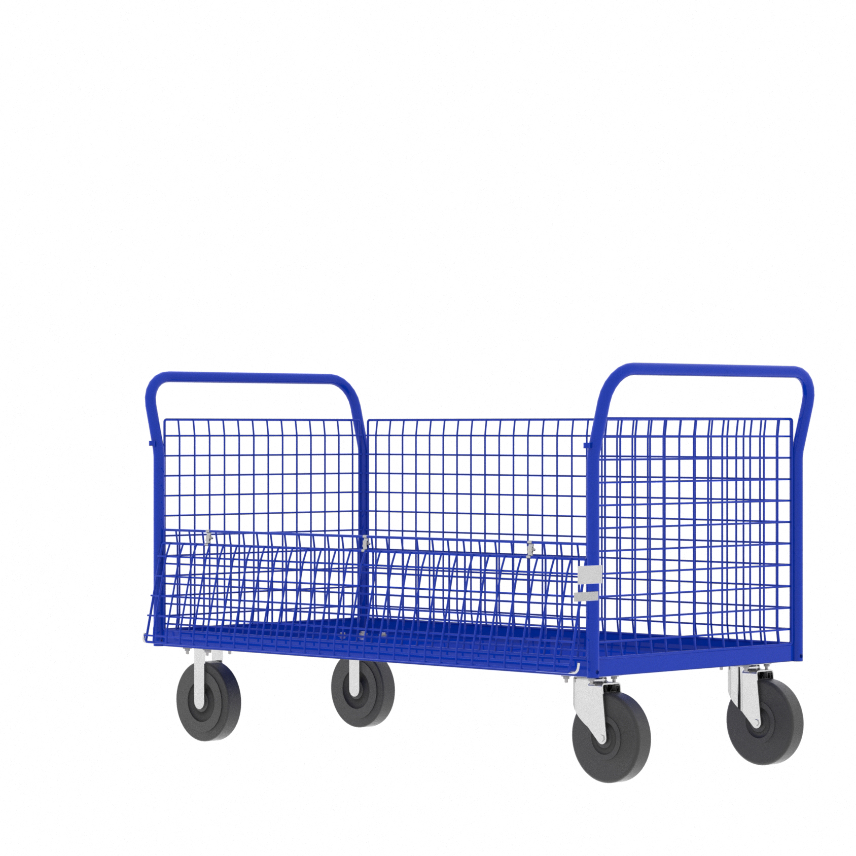 4-Sided Platform Cage Cart, 60x30", Blue - Valley Craft