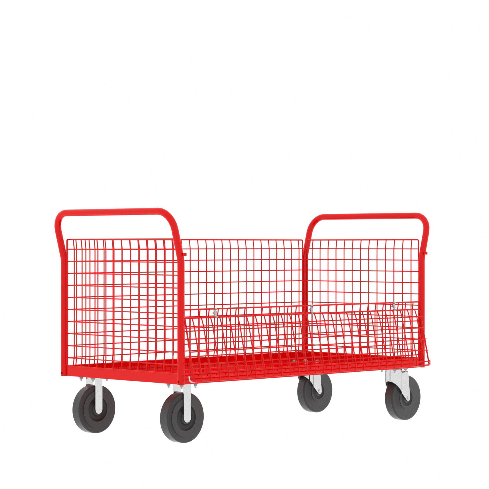 4-Sided Platform Cage Cart, 60x30", Red - Valley Craft