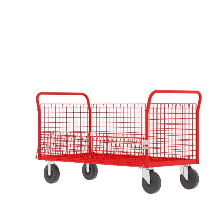 4-Sided Platform Cage Cart, 60x30", Red - Valley Craft