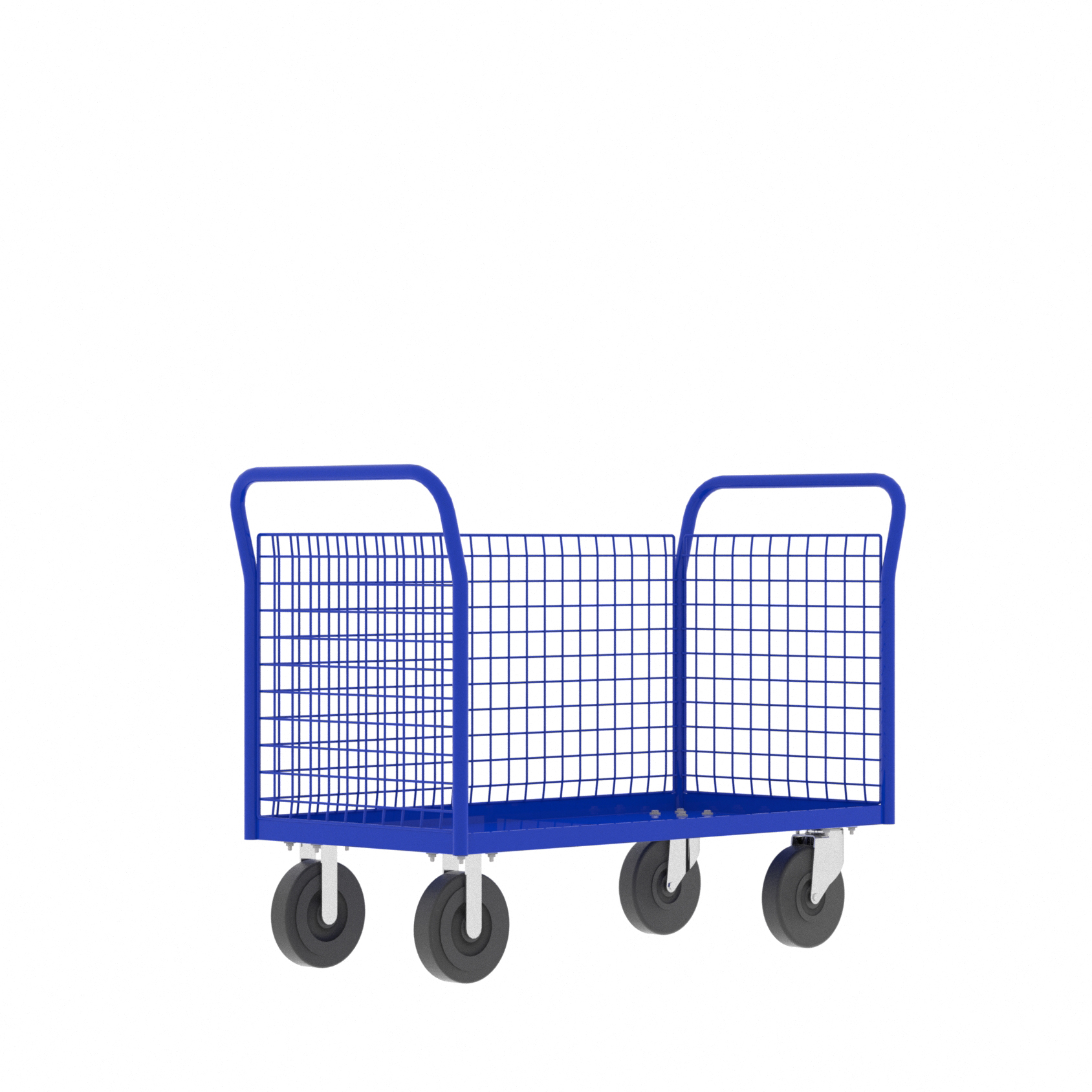 3-Sided Platform Cage Cart, 48x24", Blue - Valley Craft