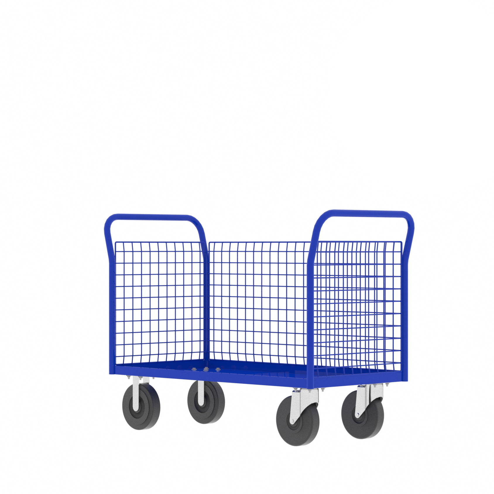 3-Sided Platform Cage Cart, 48x24", Blue - Valley Craft