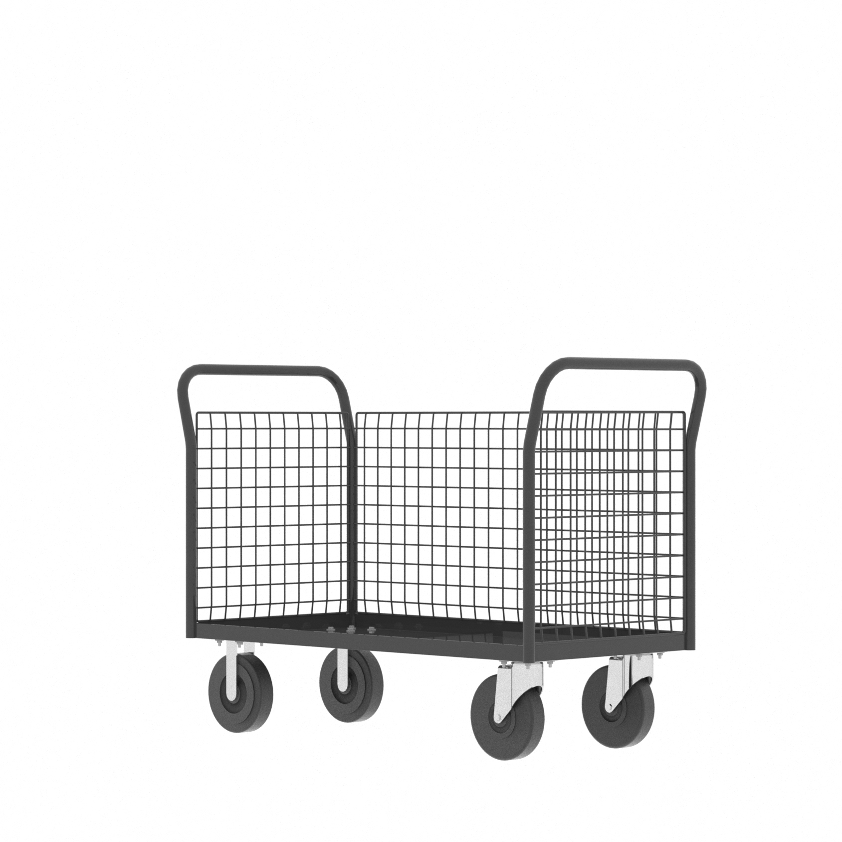3-Sided Platform Cage Cart, 48x24", Gray - Valley Craft