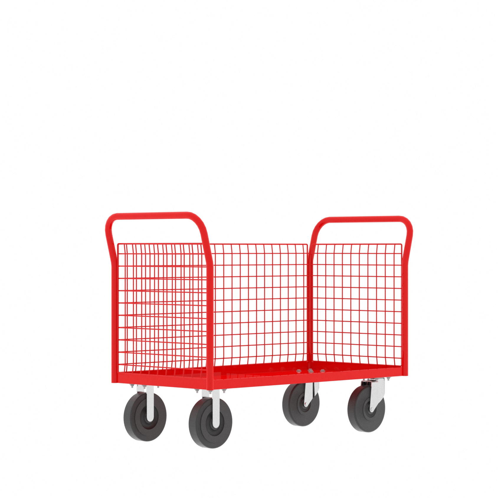 3-Sided Platform Cage Cart, 48x24", Red - Valley Craft