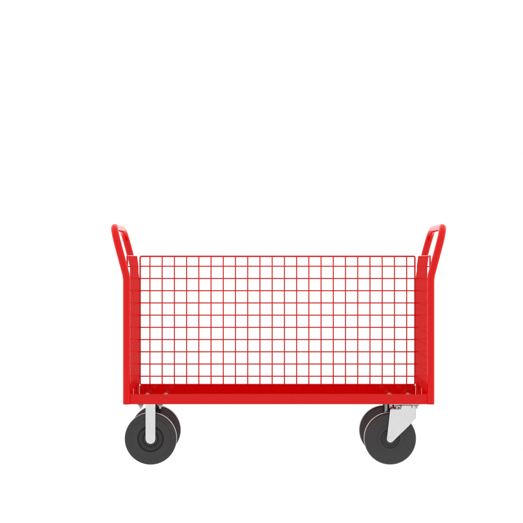 3-Sided Platform Cage Cart, 48x24", Red - Valley Craft