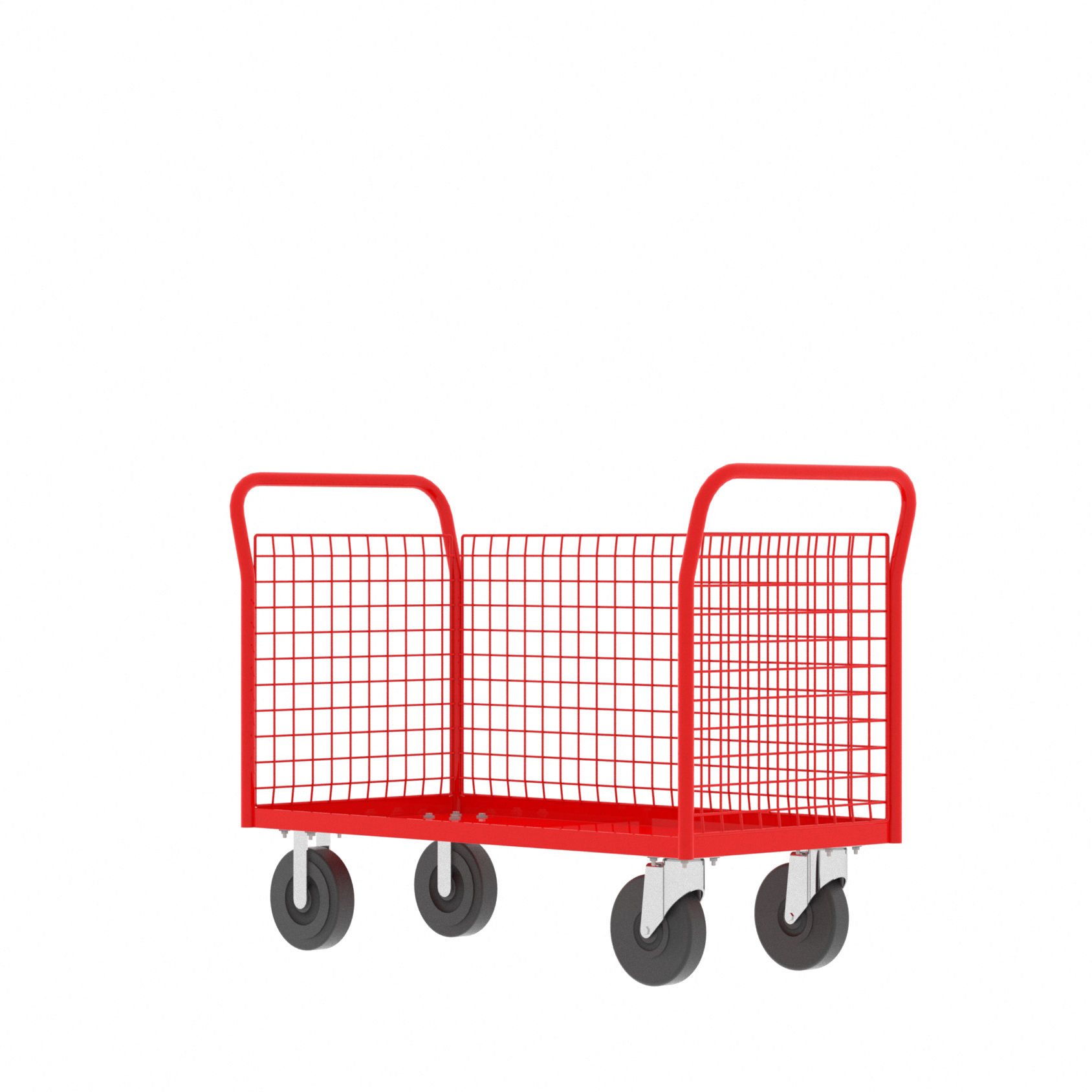 3-Sided Platform Cage Cart, 48x24", Red - Valley Craft