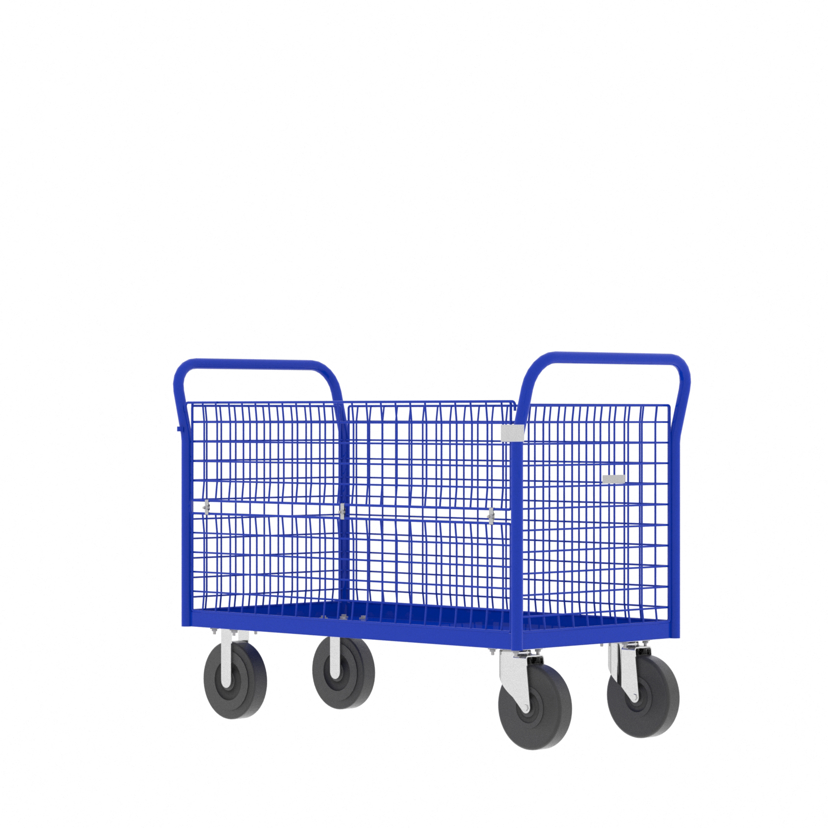 4-Sided Platform Cage Cart, 48x24", Blue - Valley Craft