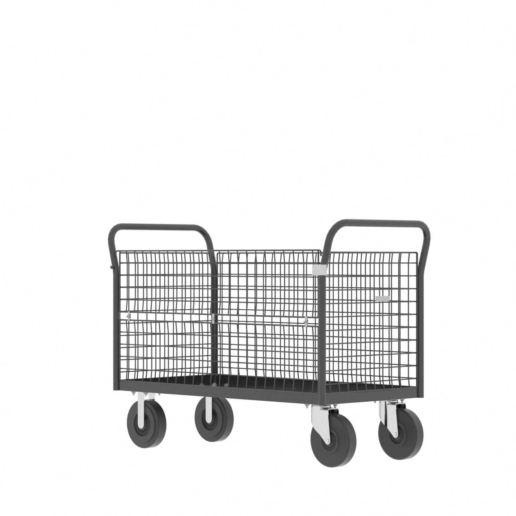 4-Sided Platform Cage Cart, 48x24", Gray - Valley Craft