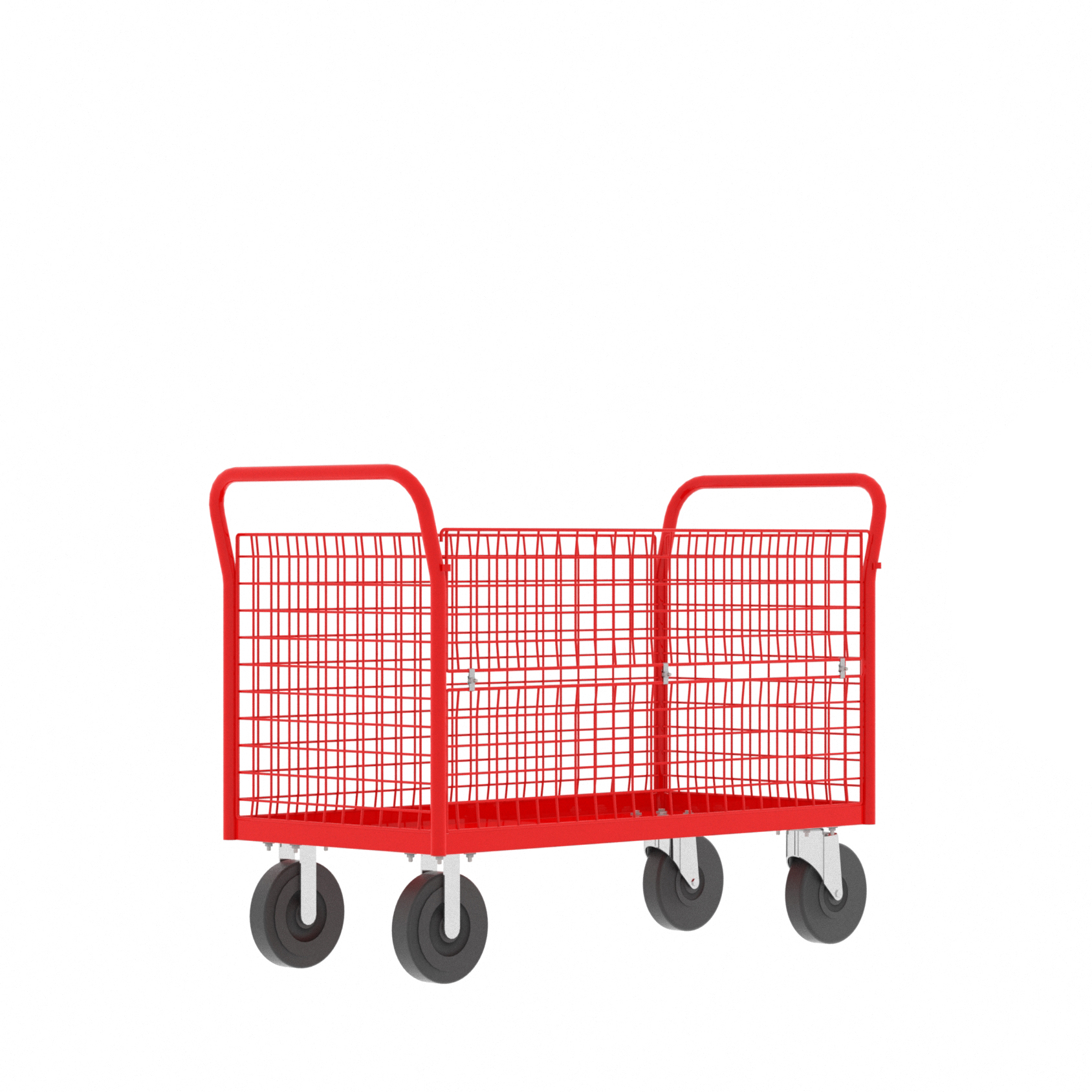 4-Sided Platform Cage Cart, 48x24", Red - Valley Craft