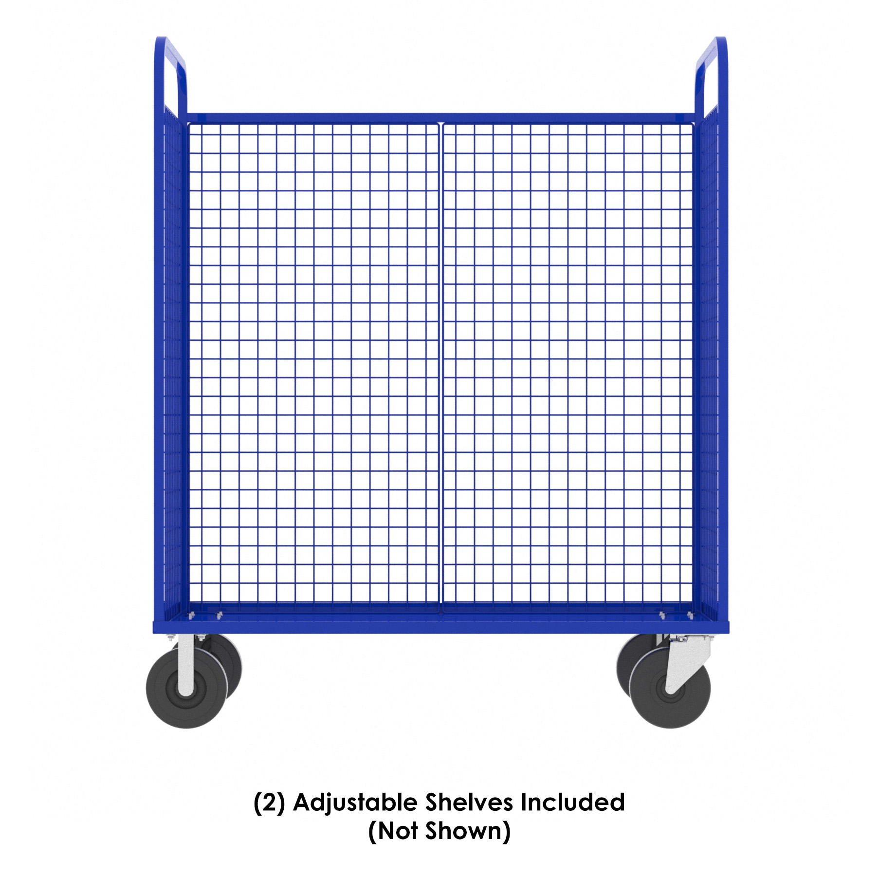 3-Sided Stock Picking Cage Cart, (2) Shelves, Blue - Valley Craft