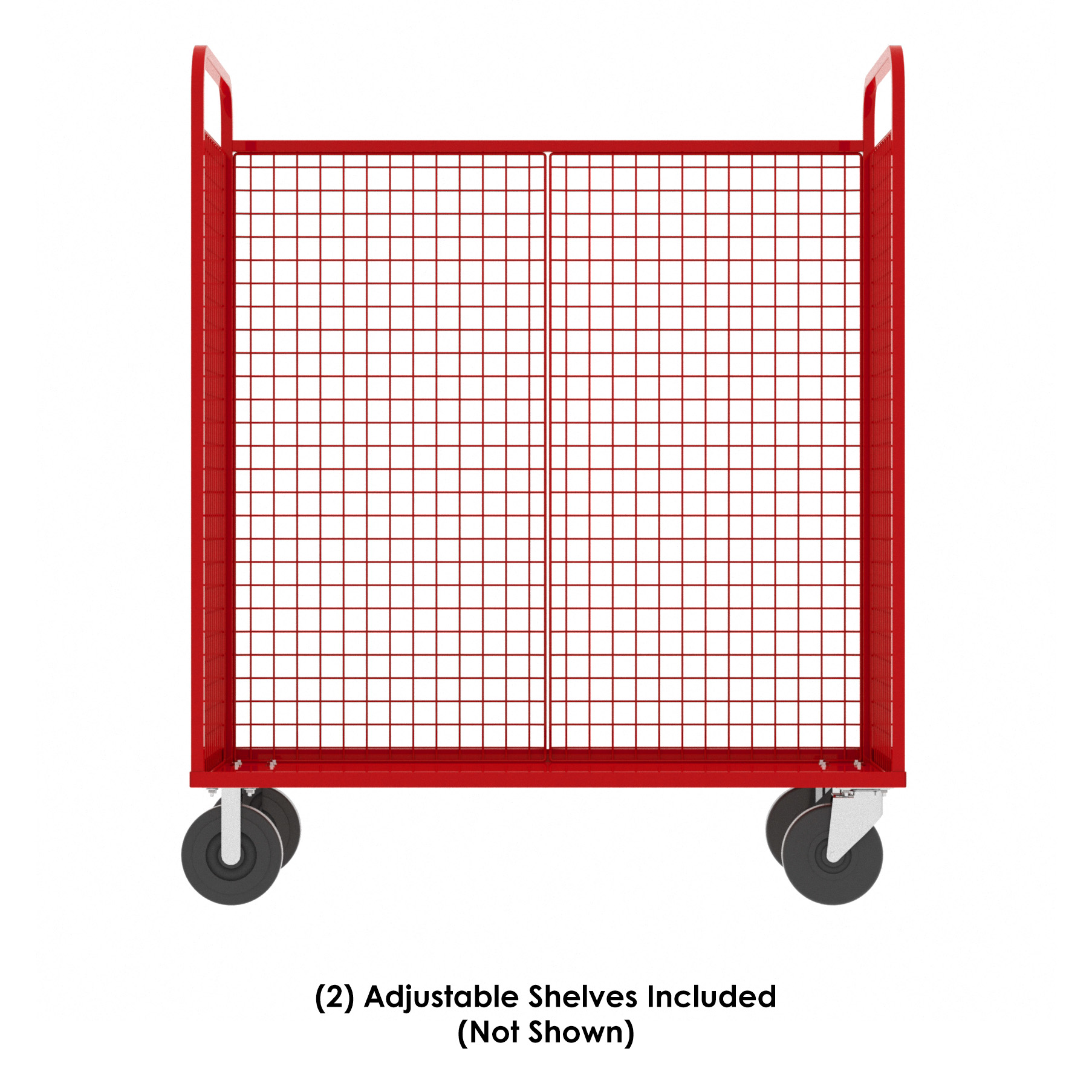3-Sided Stock Picking Cage Cart, (2) Shelves, Red - Valley Craft