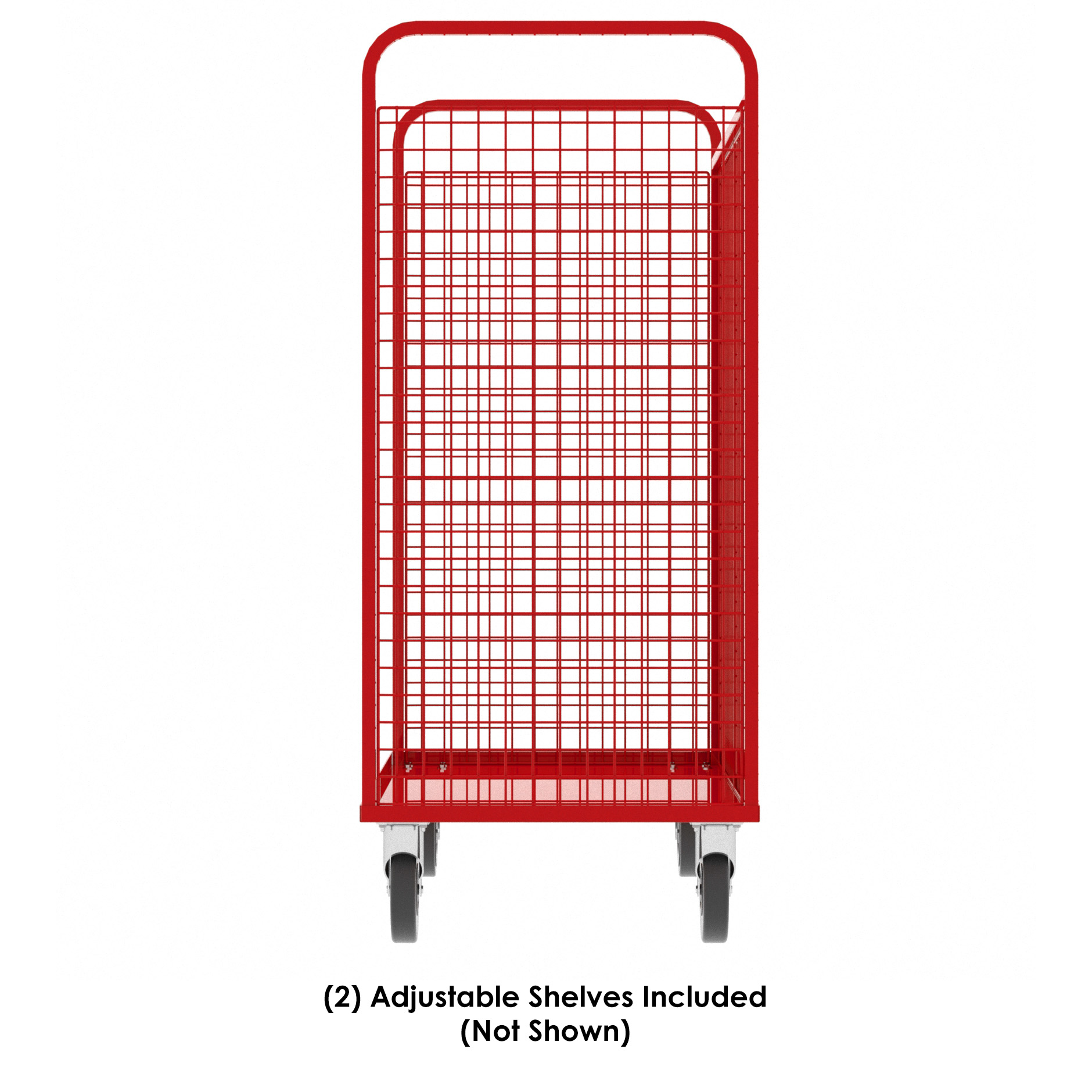 3-Sided Stock Picking Cage Cart, (2) Shelves, Red - Valley Craft