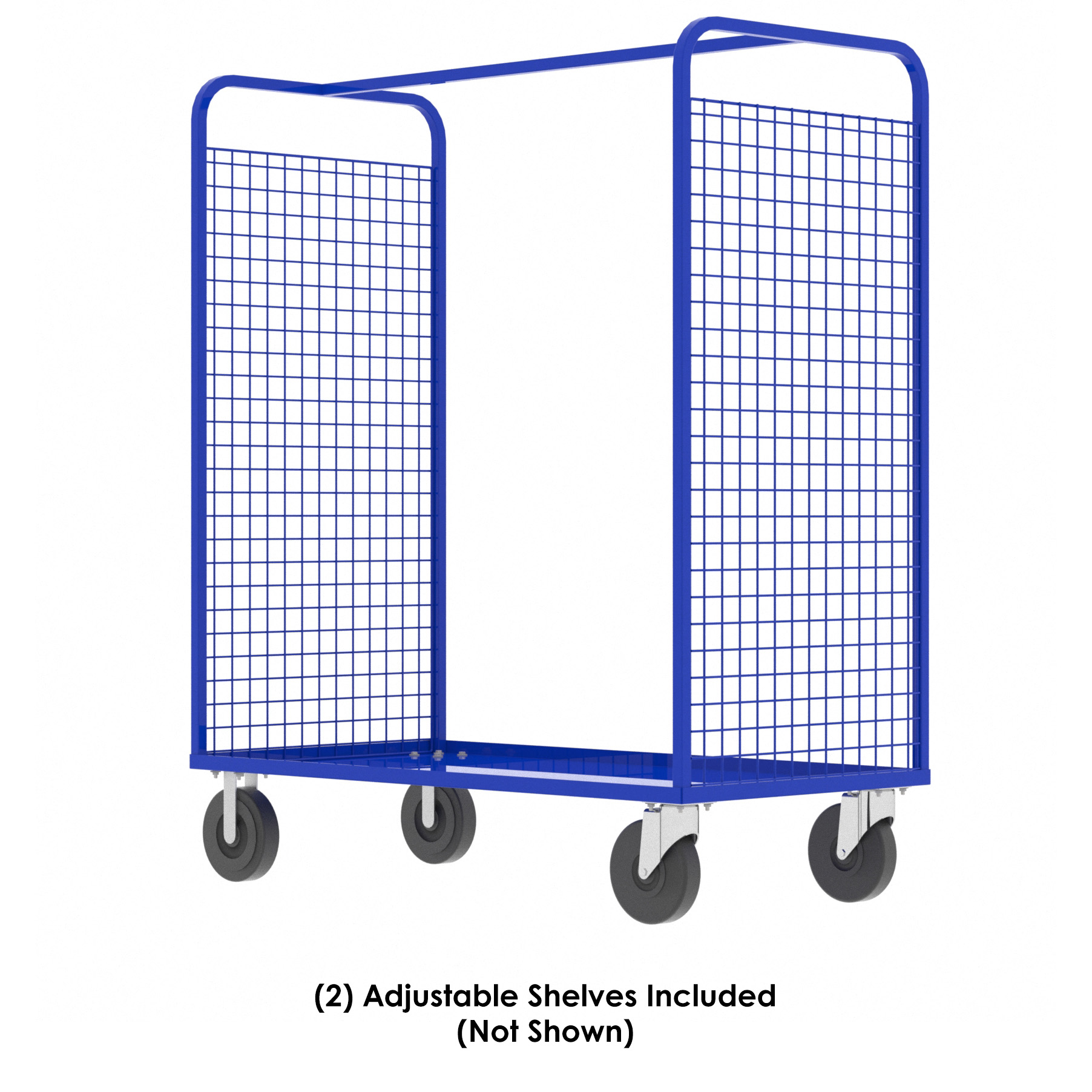 2-Sided Stock Picking Cage Cart, (2) Shelves, Blue - Valley Craft