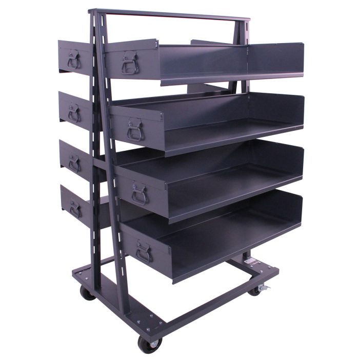 Double-sided Heavy Duty A-Frame Cart, (8) Large Trays - Valley Craft