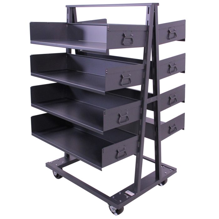 Double-sided Heavy Duty A-Frame Cart, (8) Large Trays - Valley Craft