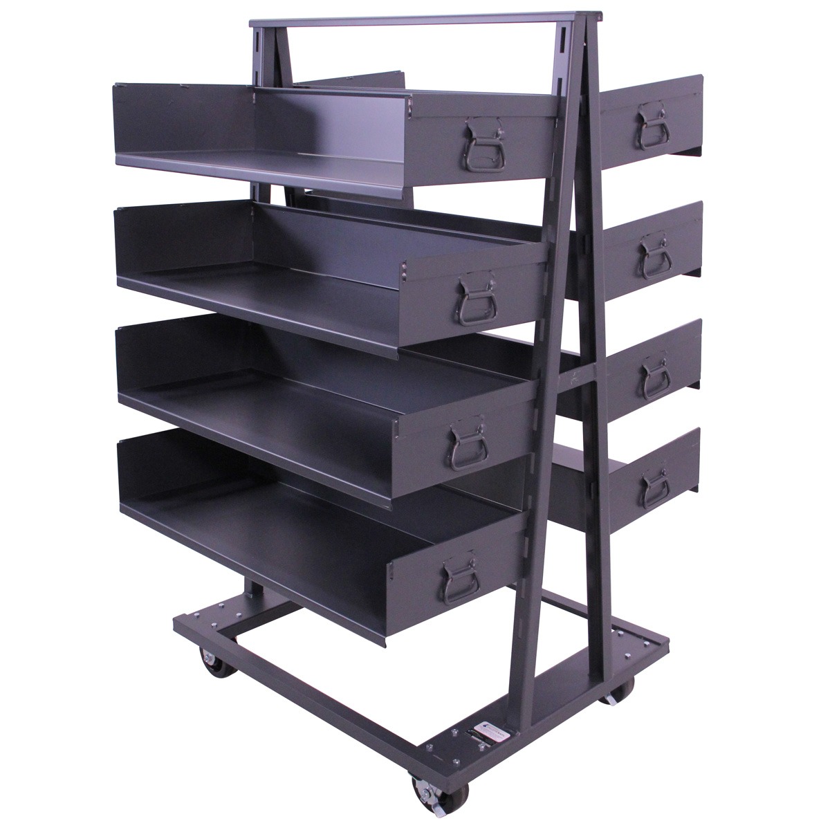 Double-sided Heavy Duty A-Frame Cart, (8) Large Trays - Valley Craft