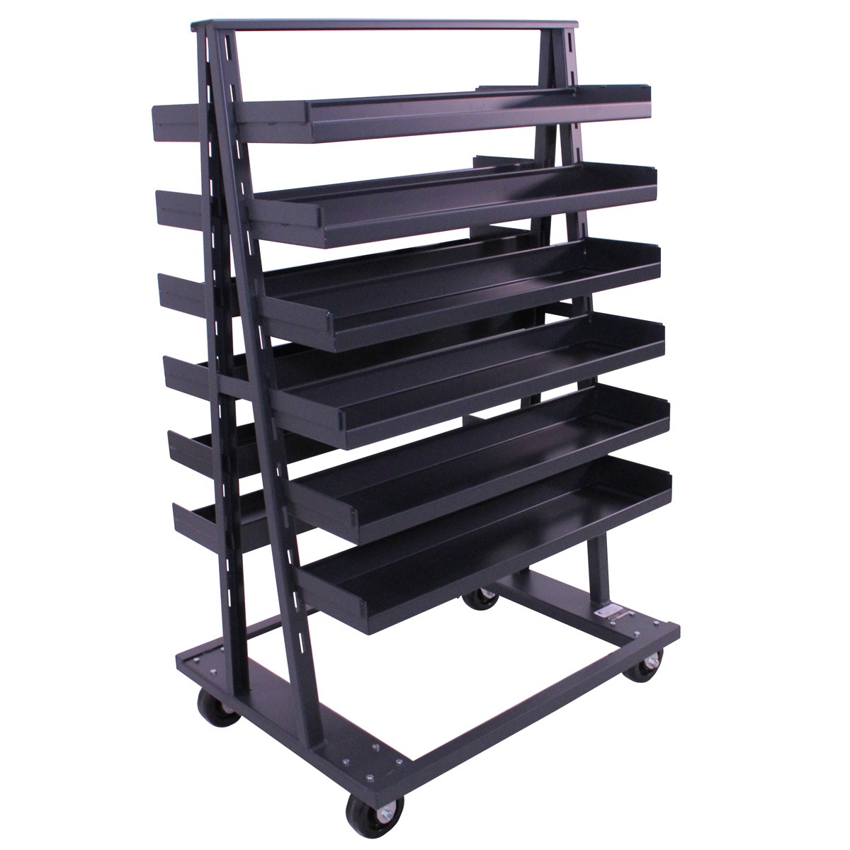 Double-sided Heavy Duty A-Frame Cart, (12) Lipped Trays - Valley Craft