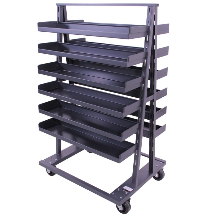 Double-sided Heavy Duty A-Frame Cart, (12) Lipped Trays - Valley Craft