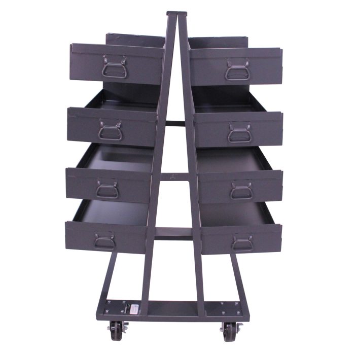 Double-sided Heavy Duty A-Frame Cart, (8) Large Lipped Trays - Valley Craft