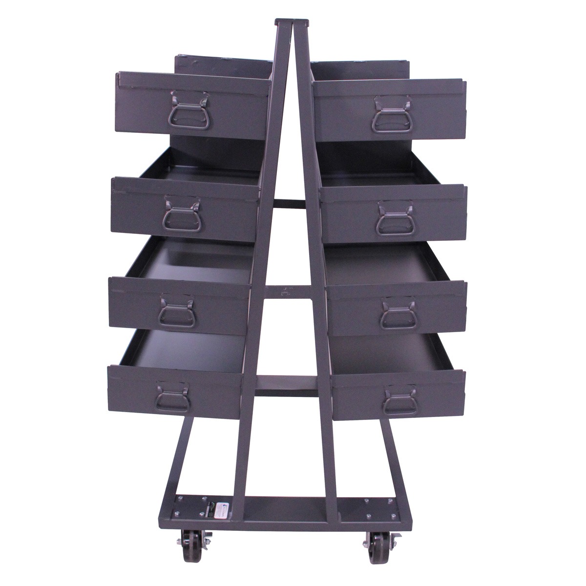 Double-sided Heavy Duty A-Frame Cart, (8) Large Lipped Trays - Valley Craft