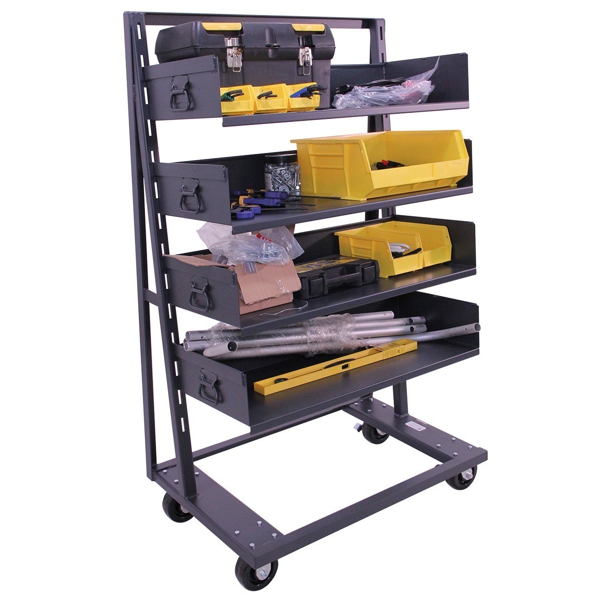 Single-sided Heavy Duty A-Frame Cart, (4) Large Trays - Valley Craft