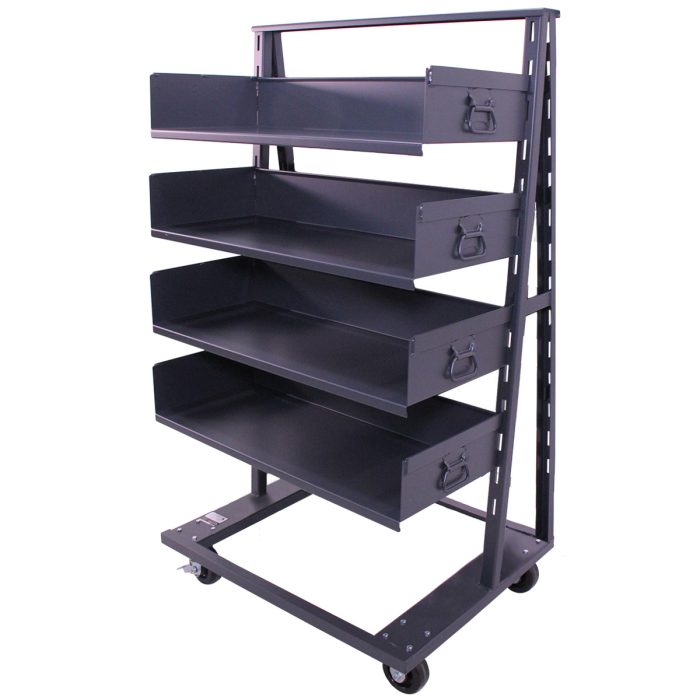 Single-sided Heavy Duty A-Frame Cart, (4) Large Trays - Valley Craft