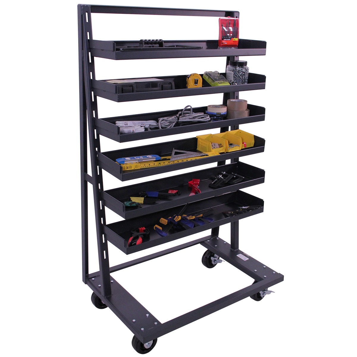 Single-sided Heavy Duty A-Frame Cart, (6) Lipped Trays - Valley Craft