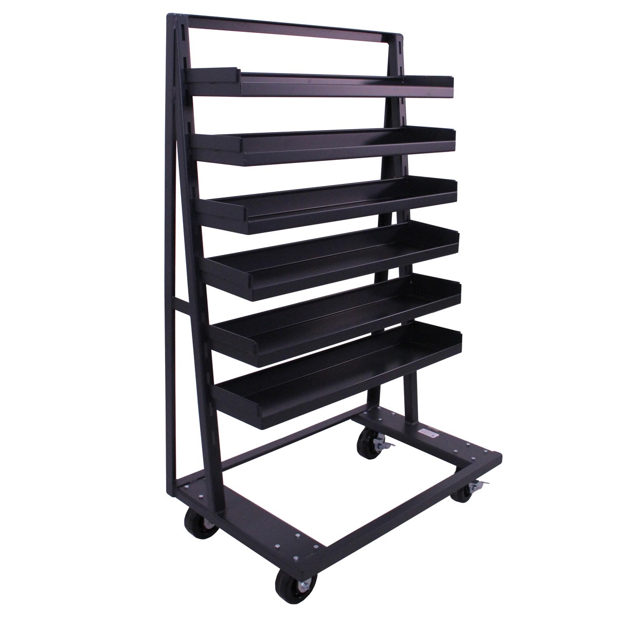Single-sided Heavy Duty A-Frame Cart, (6) Lipped Trays - Valley Craft