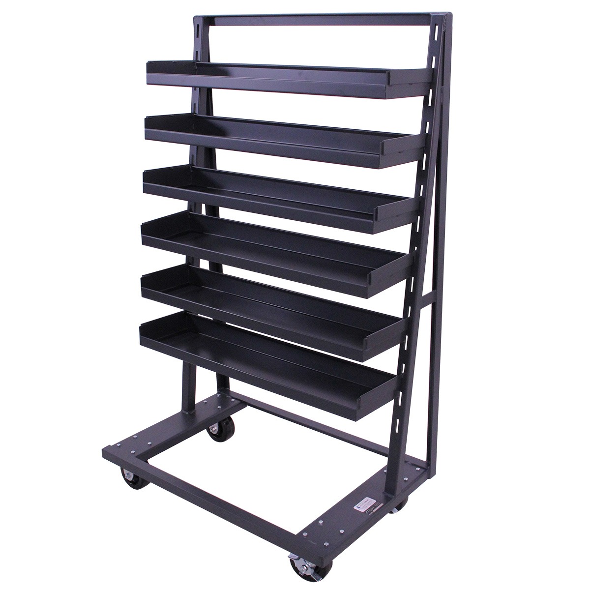 Single-sided Heavy Duty A-Frame Cart, (6) Lipped Trays - Valley Craft