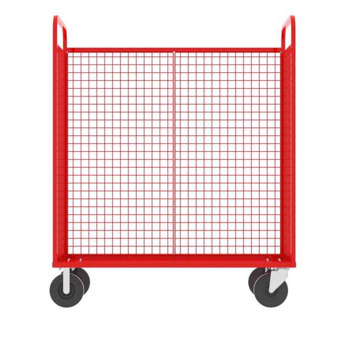 3-Sided Stock Picking Cage Cart, Red - Valley Craft
