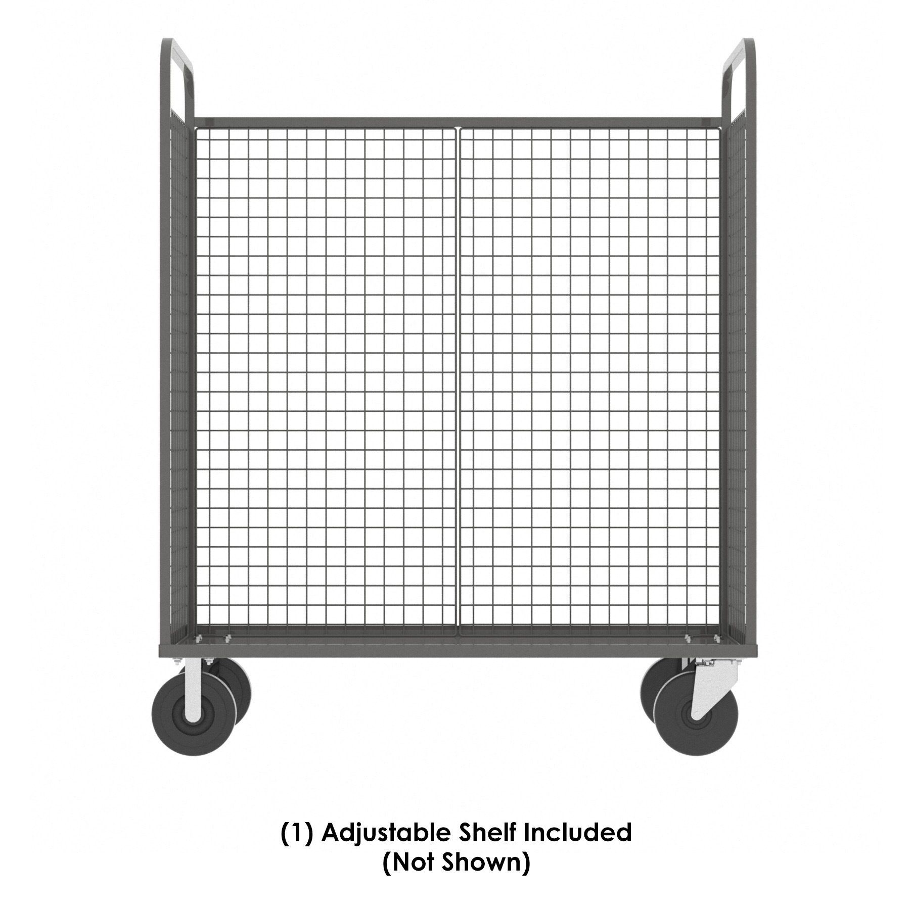 3-Sided Stock Picking Cage Cart, (1) Shelf, Gray - Valley Craft