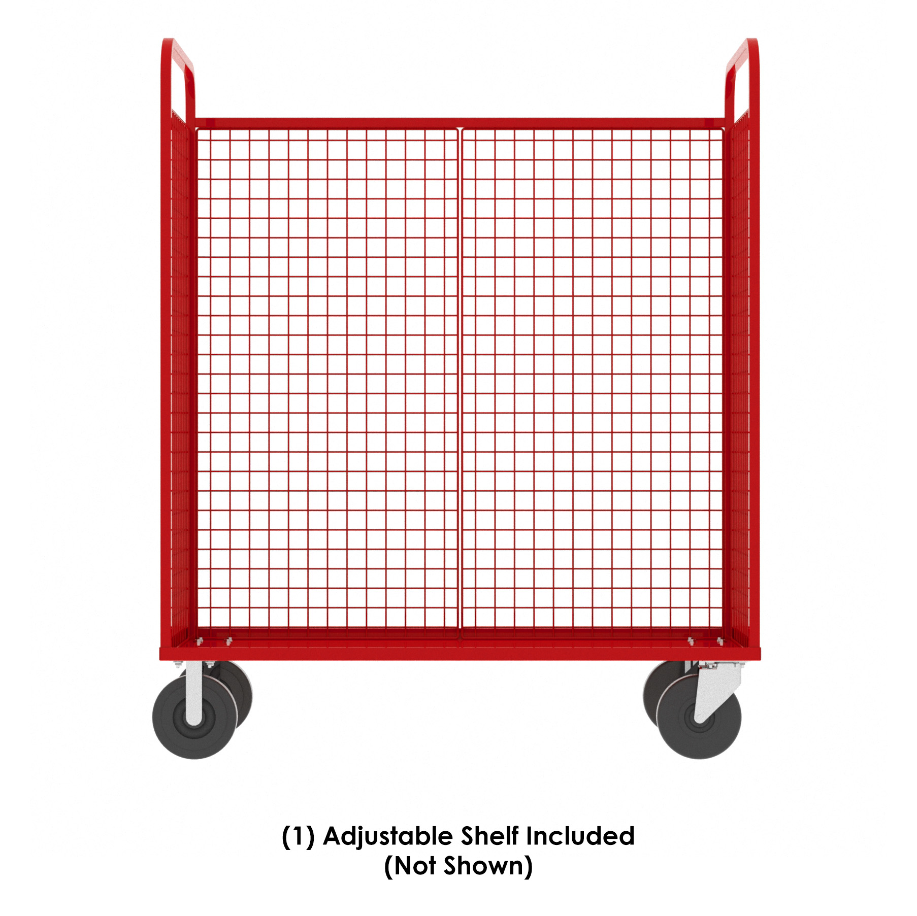 3-Sided Stock Picking Cage Cart, (1) Shelf, Red - Valley Craft