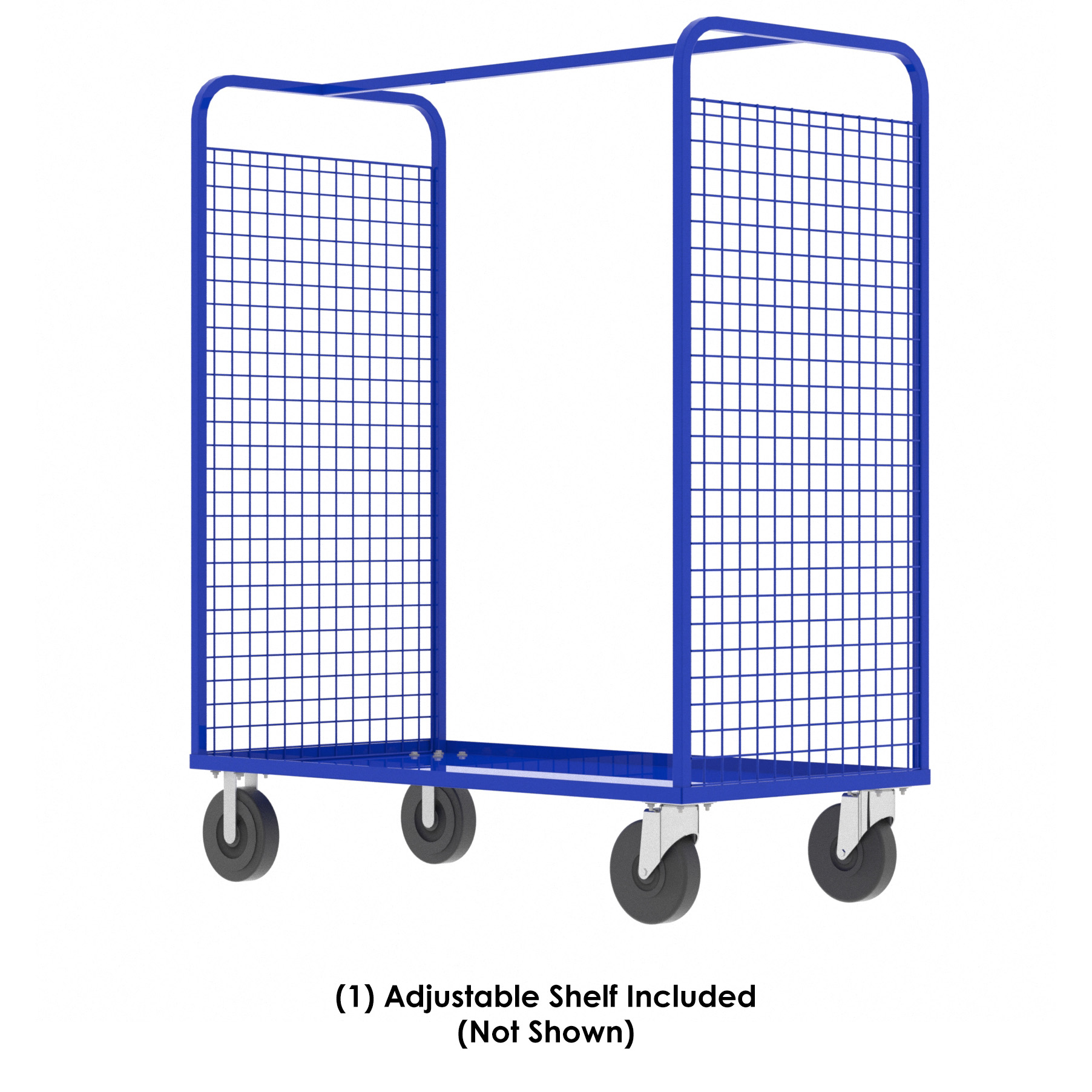 2-Sided Stock Picking Cage Cart, (1) Shelf, Blue - Valley Craft