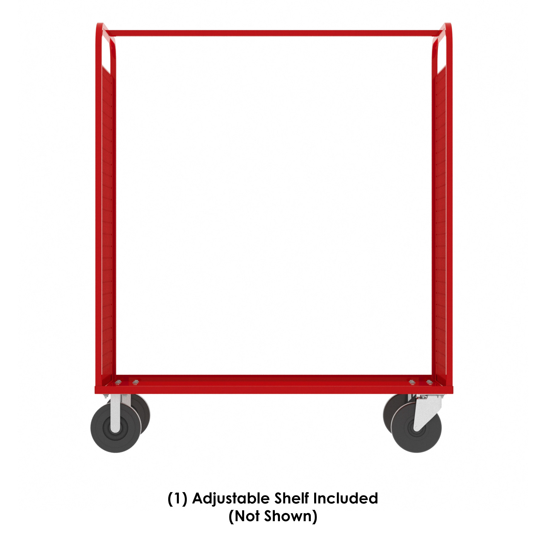 2-Sided Stock Picking Cage Cart, (1) Shelf, Red - Valley Craft