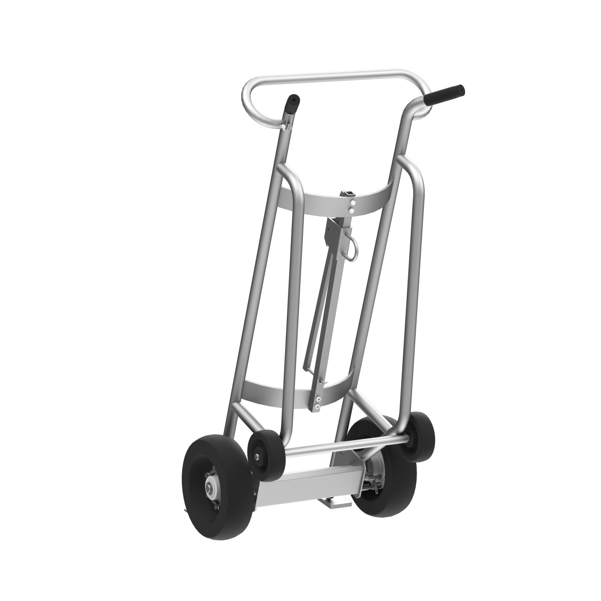 4-Wheel Drum Hand Truck, Aluminum, Pneumatic Wheels, Hand Brake ...