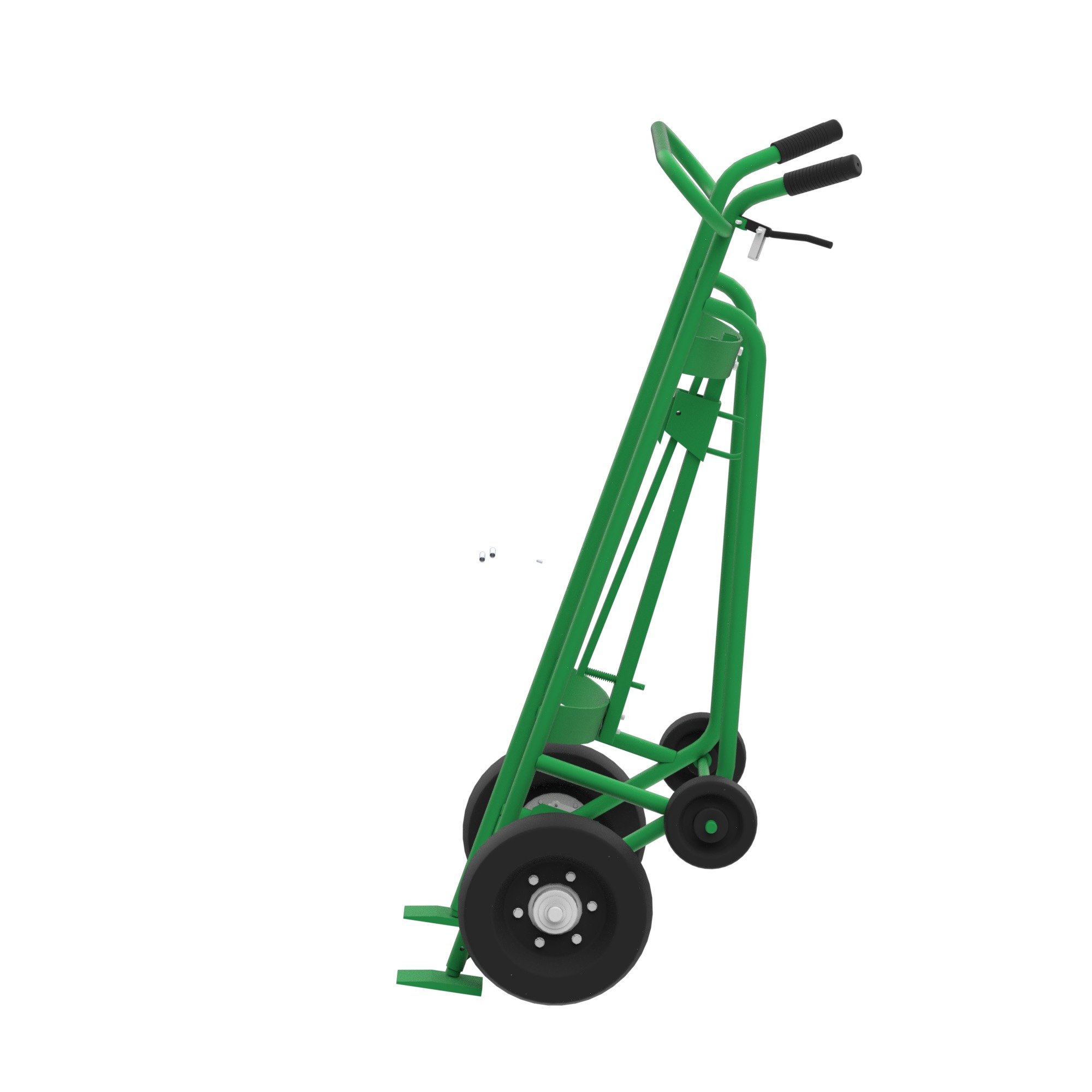 4-Wheel Drum Hand Truck, Steel, Pneumatic Wheels, Hand Brake - Valley Craft