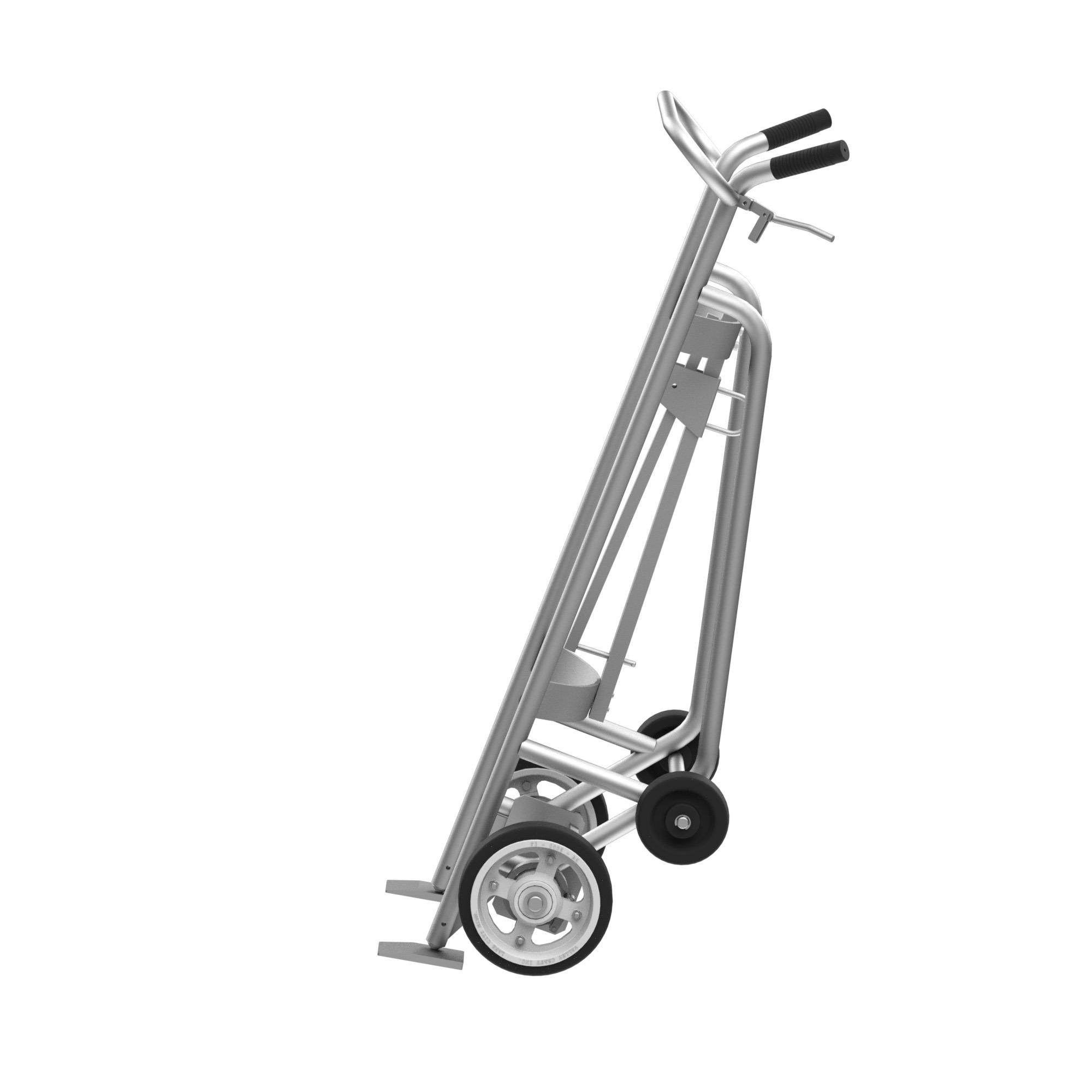 4-Wheel Drum Hand Truck, Aluminum, Solid Rubber Wheels, Hand Brake ...