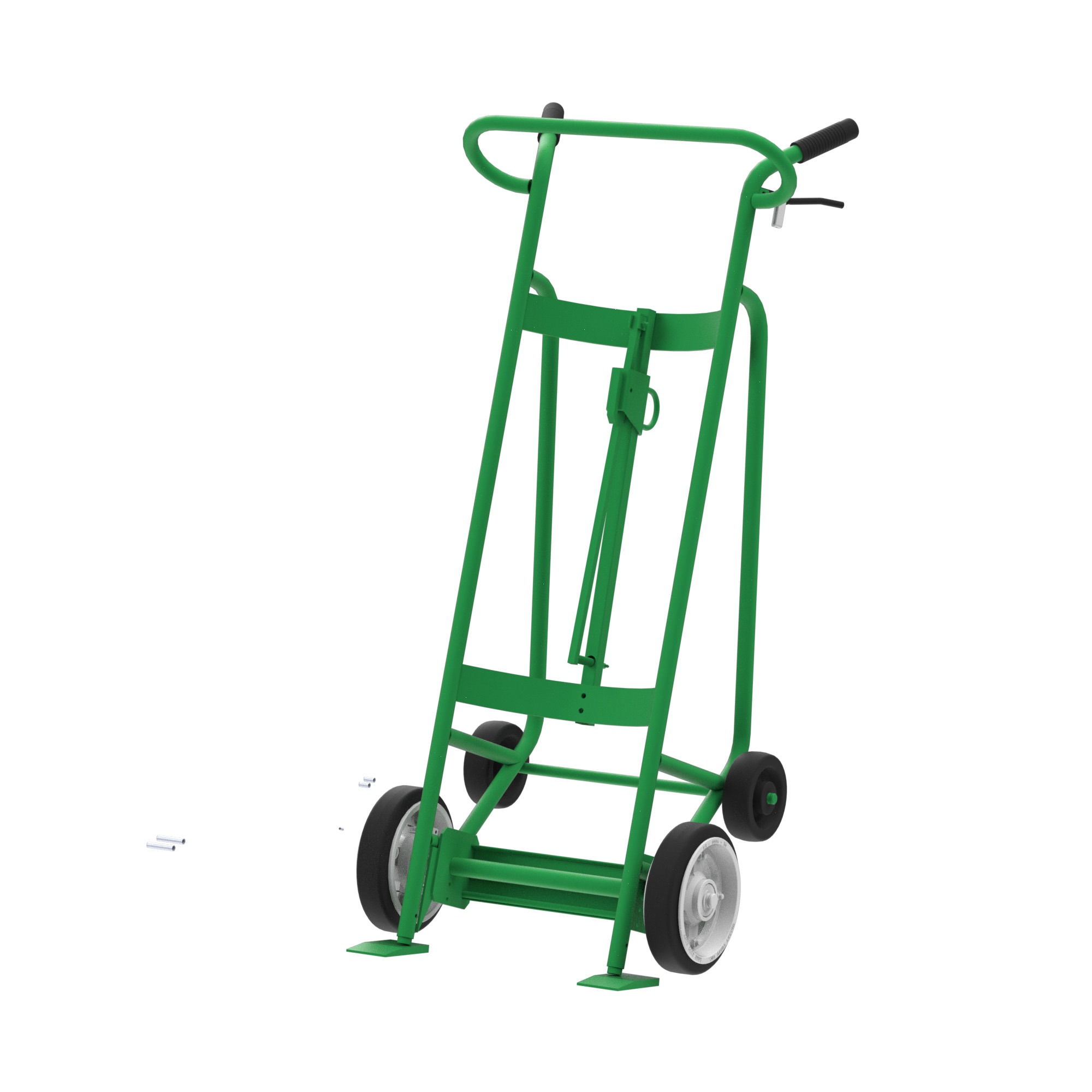 4-Wheel Drum Hand Truck, Steel, Solid Rubber Wheels, Hand Brake ...