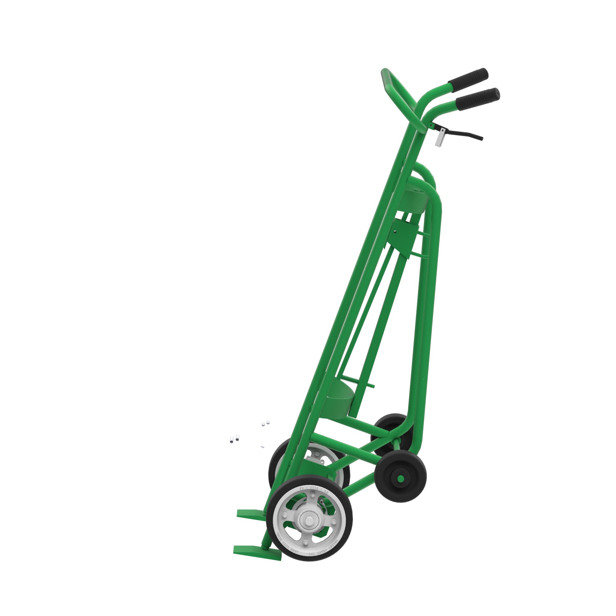 4-Wheel Drum Hand Truck, Steel, Solid Rubber Wheels, Hand Brake ...