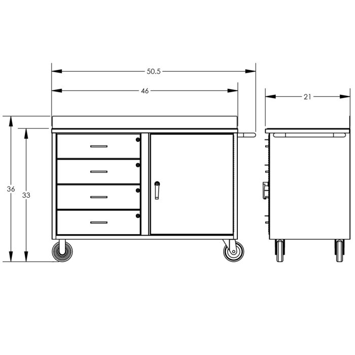 46" Bin & Organization Mobile Workbench - Valley Craft