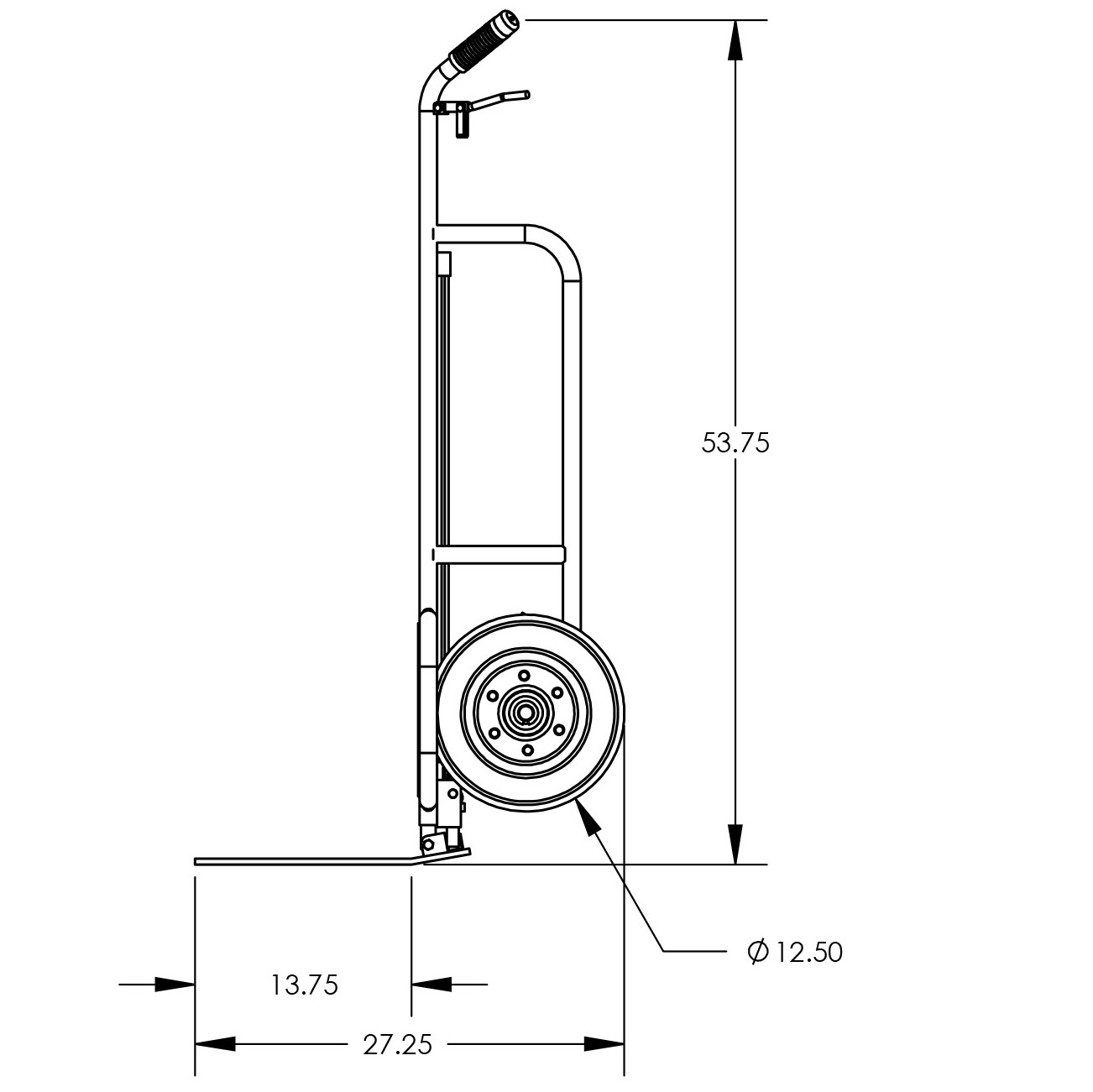 2-Wheel Pallet Hand Truck, Steel, Pneumatic Wheels, Hand Brake - Valley ...