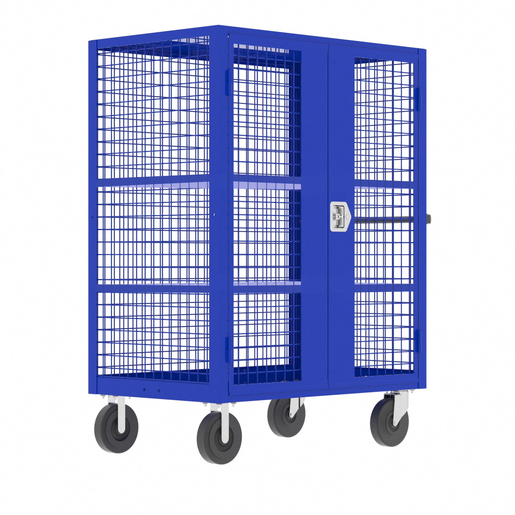 Security Cart, 48x24", (2) Shelves, Blue - Valley Craft