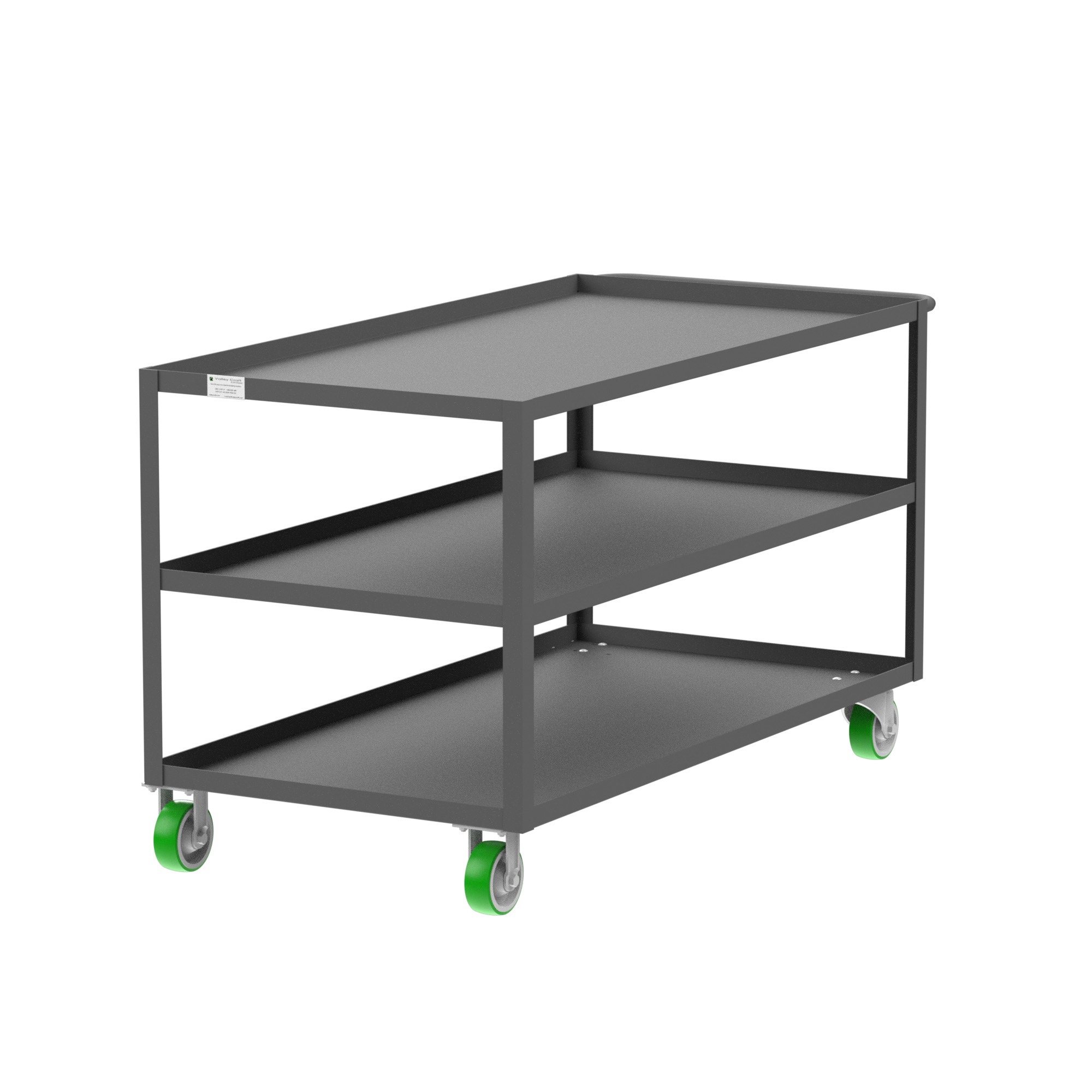 3-Shelf 12 Gauge Utility Cart, 60x30", Gray - Valley Craft
