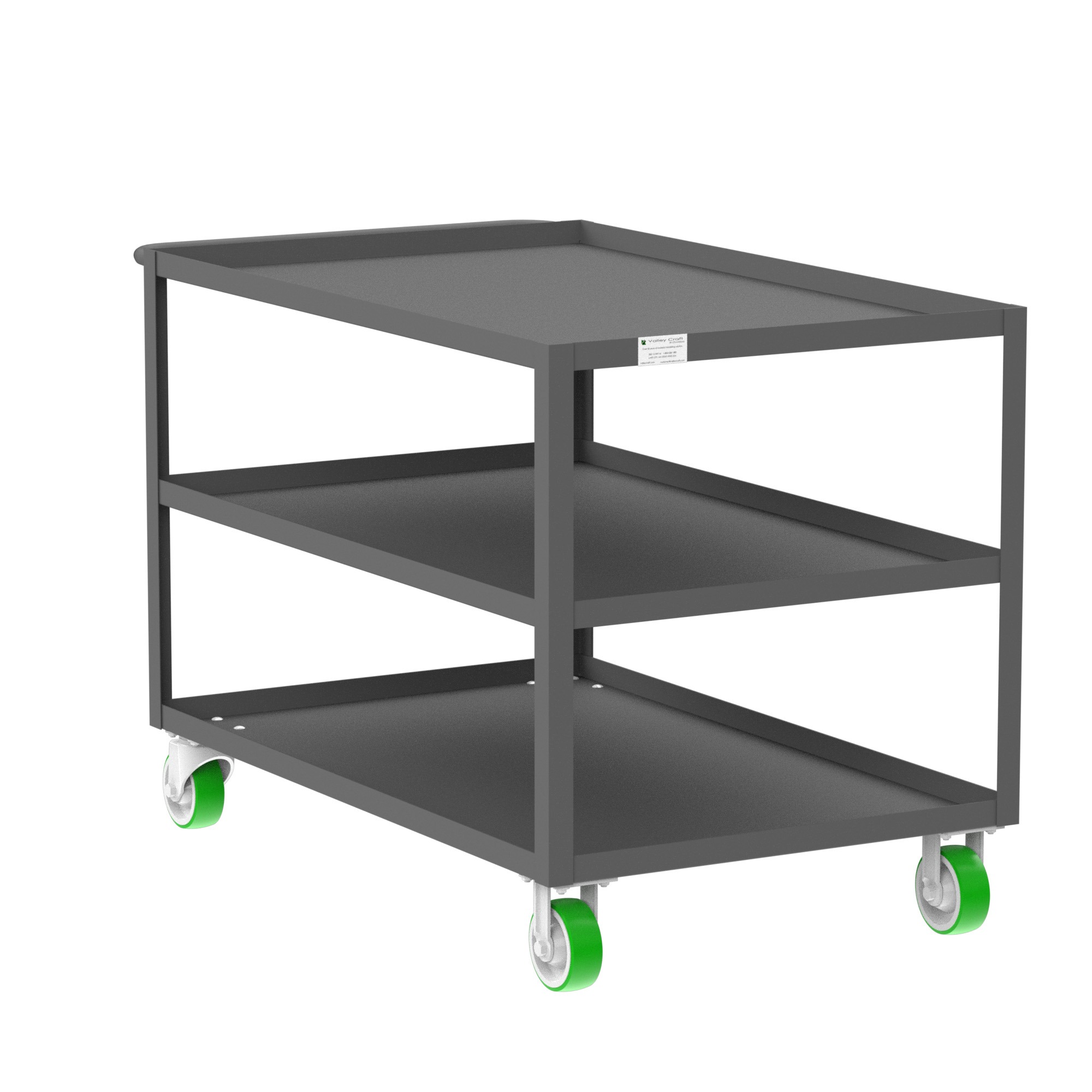 3-Shelf 12 Gauge Utility Cart, 48x30", Gray - Valley Craft