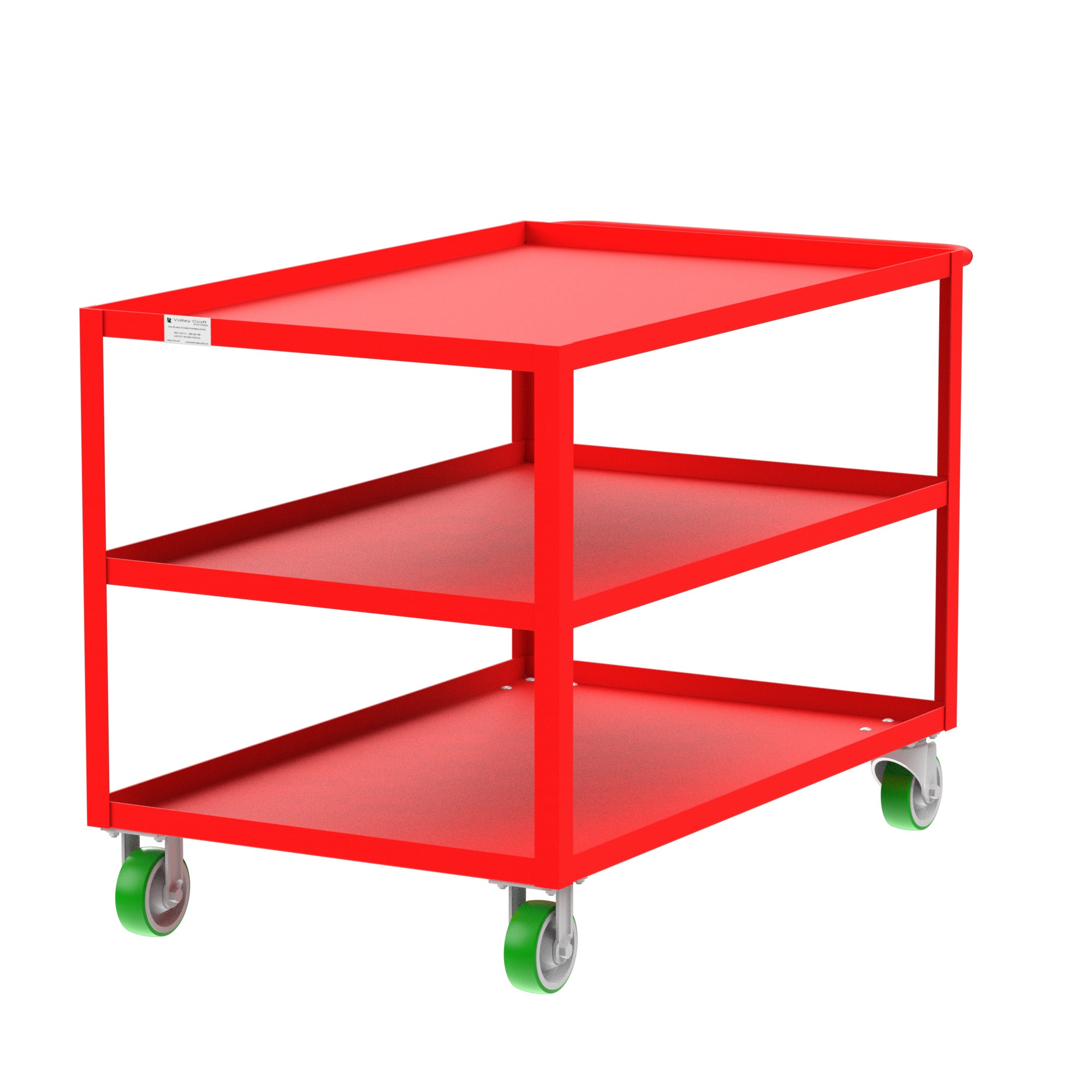 3-Shelf 12 Gauge Utility Cart, 48x30", Red - Valley Craft
